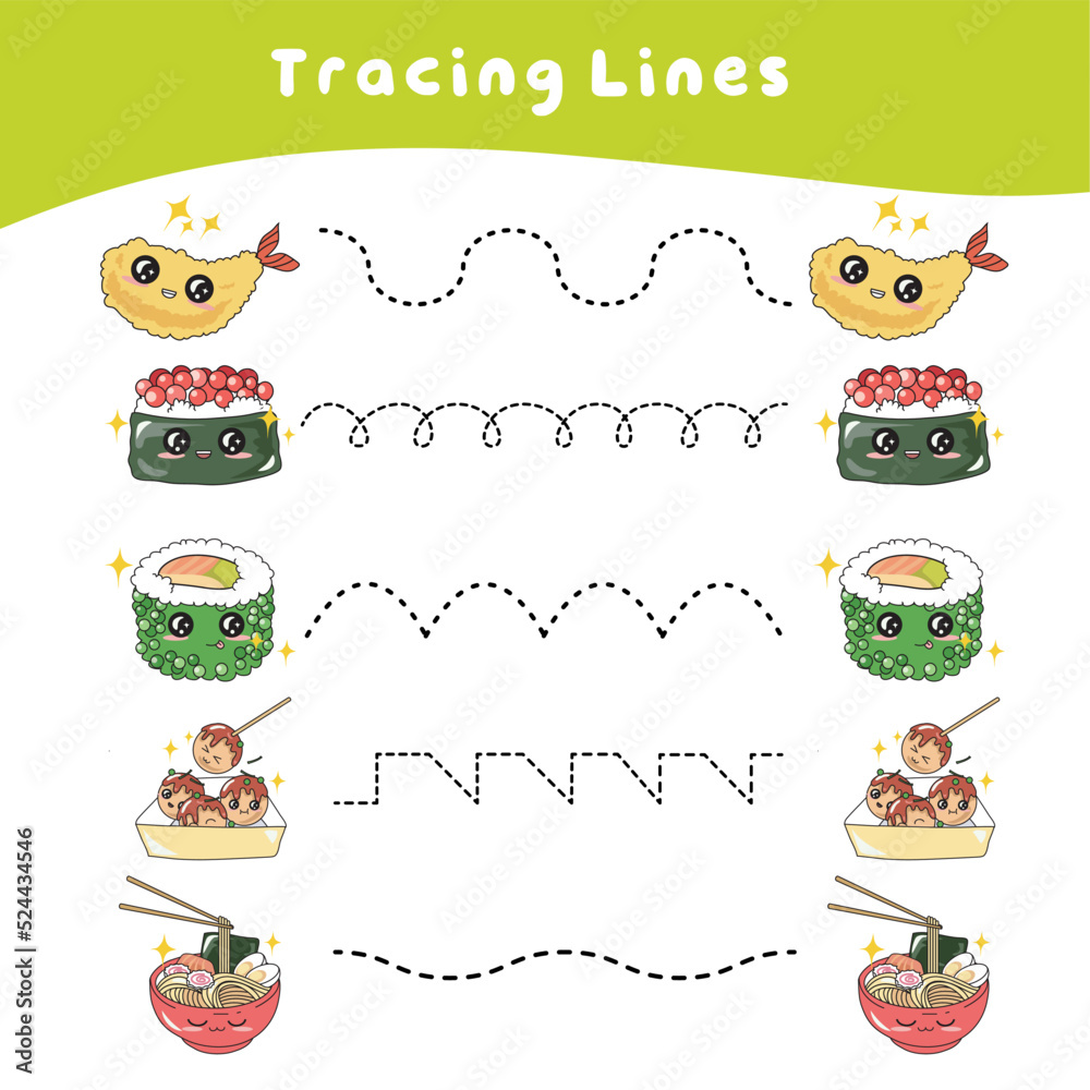Tracing Lines worksheet game. Educational worksheet. Worksheet with ...