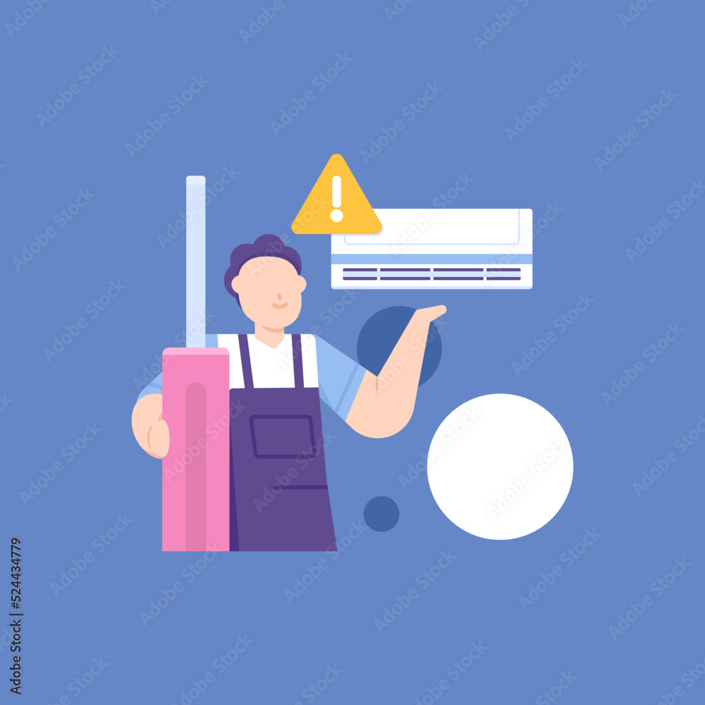 AC or air conditioner repair and maintenance services. a technician ...