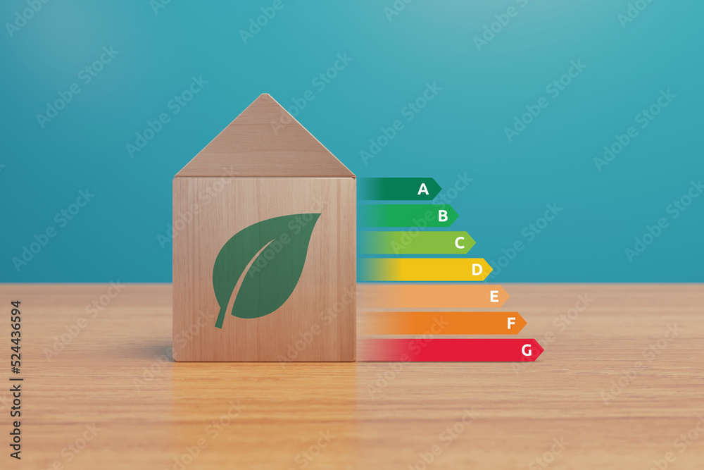 EPC House energy performance certificate - Little cute house made of ...