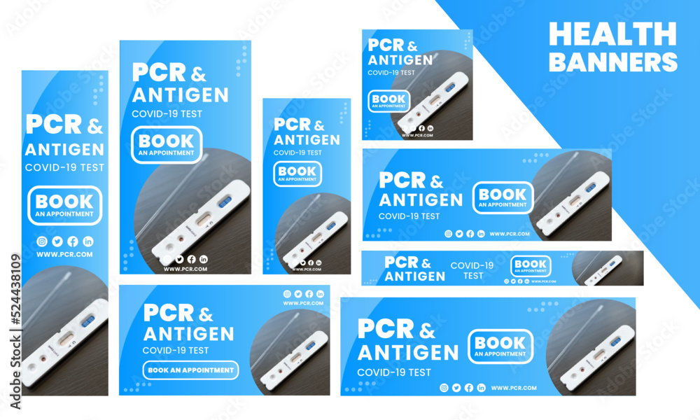 Covid 19 Test, antigen and PCR health test Web banners and google ads ...