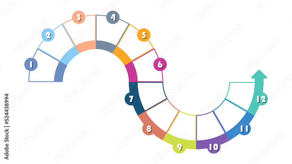 Basic circle infographic template with 12 steps, process or options ...