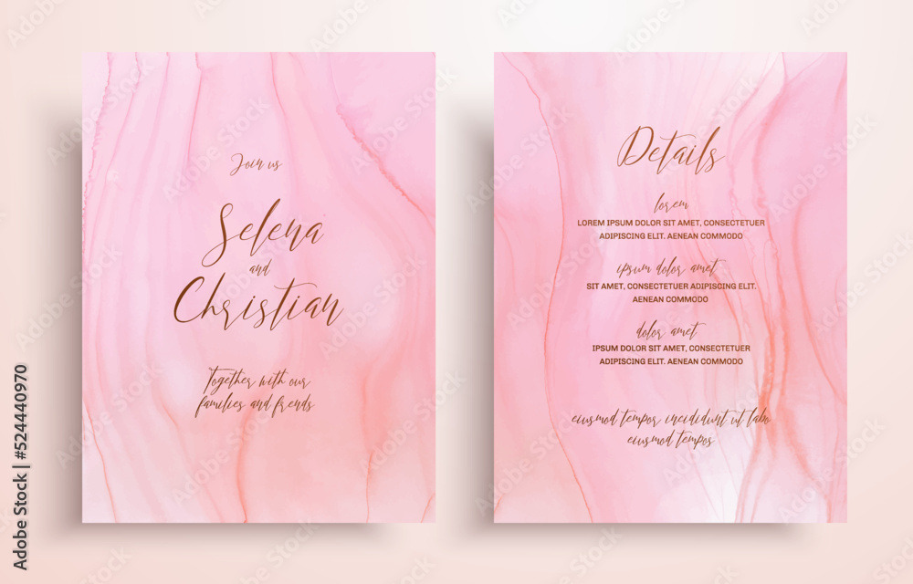 Wedding invitation art painting in alcohol ink technique. Fluid light ...