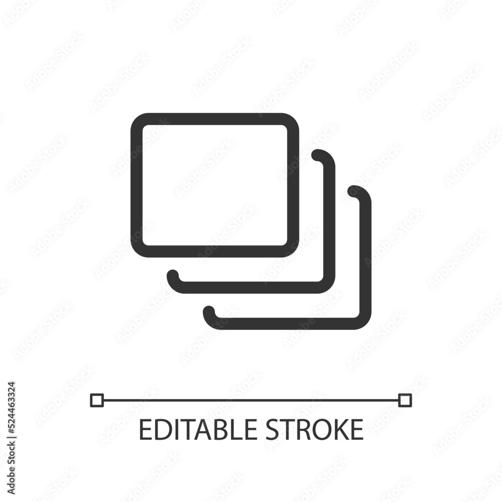 Series of layers pixel perfect linear ui icon. Digital image editing. Sequence of shots. GUI, UX ...