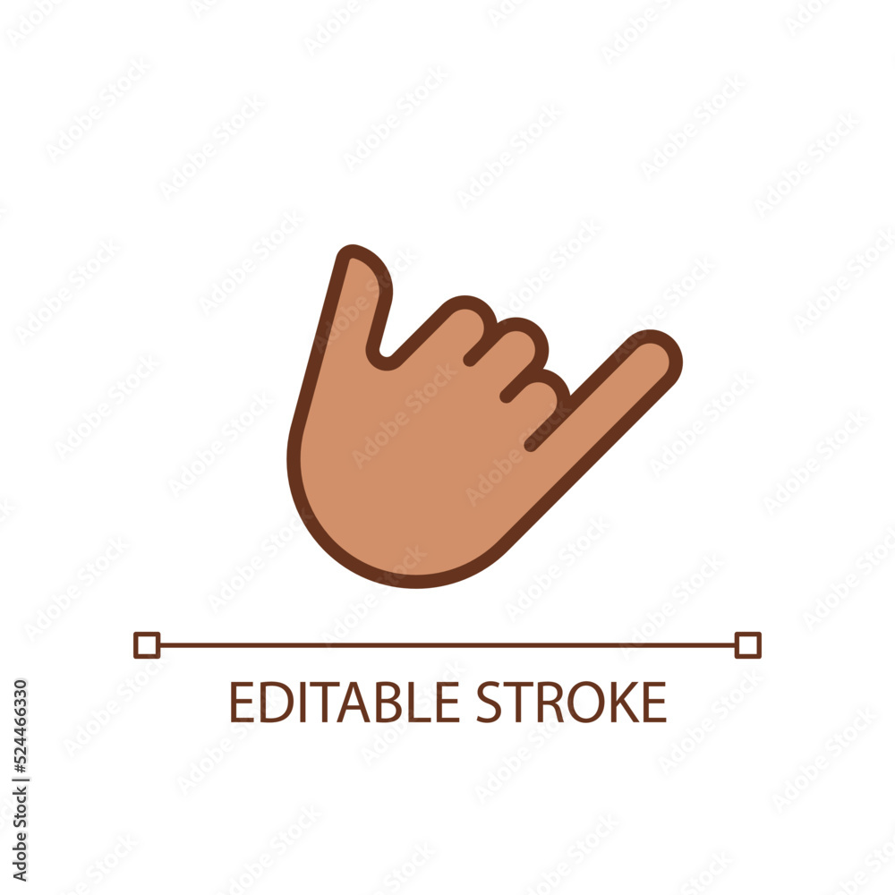 Shaka sign pixel perfect RGB color icon. Call me. Greeting gesture. Non ...