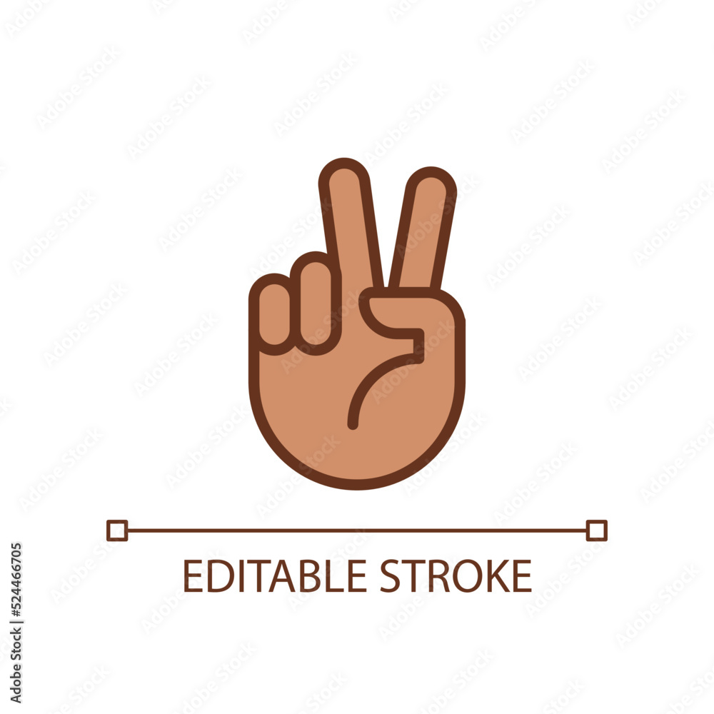 Peace sign pixel perfect RGB color icon. Pacifistic hand gesture ...