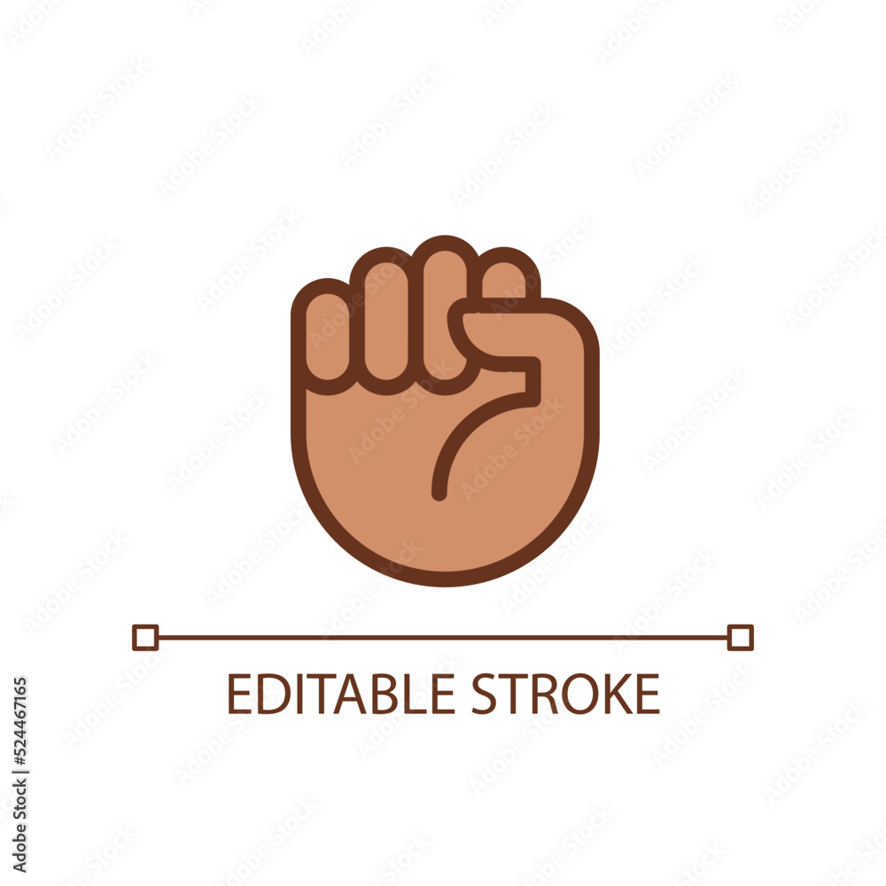 Riot fist pixel perfect RGB color icon. Protests and fighting. Hand ...