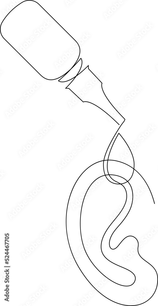 Ear drops continuous one line drawing. Earwax removing. Ear ...