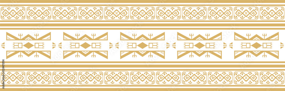 Native American vector gold seamless pattern. Endless Aztec, Maya, Inca ...