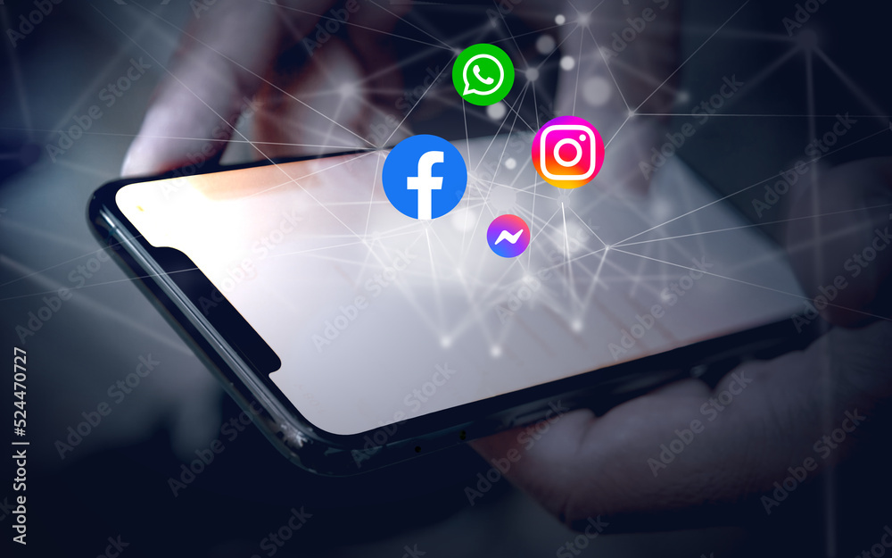 Logos of the social networks and messenger apps of the Meta Platforms ...