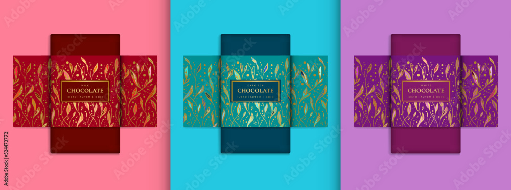 Colorful set of chocolate bar packaging design in abstract style ...