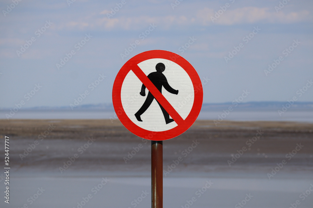 Road sign Pedestrian traffic is prohibited. No entry, no humans allowed ...