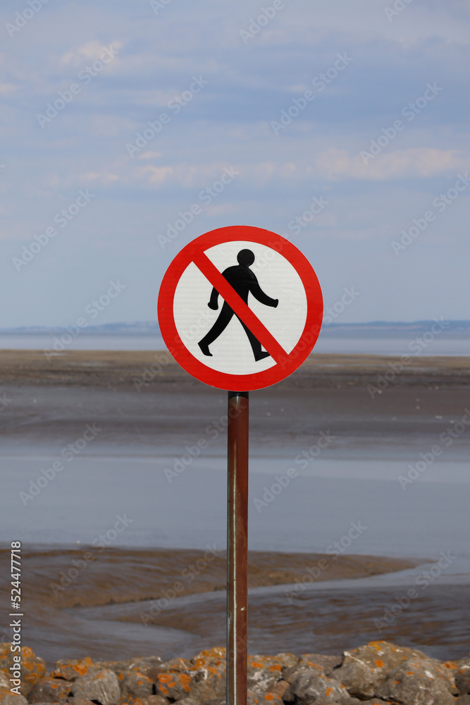 Fototapeta Road sign Pedestrian traffic is prohibited. No entry, no ...