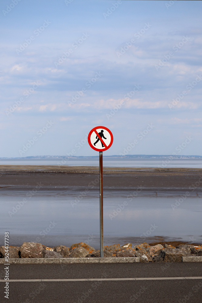 Road sign Pedestrian traffic is prohibited. No entry, no humans allowed ...