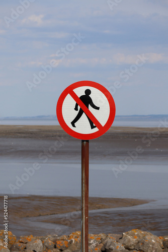 Fototapeta Road sign Pedestrian traffic is prohibited. No entry, no ...