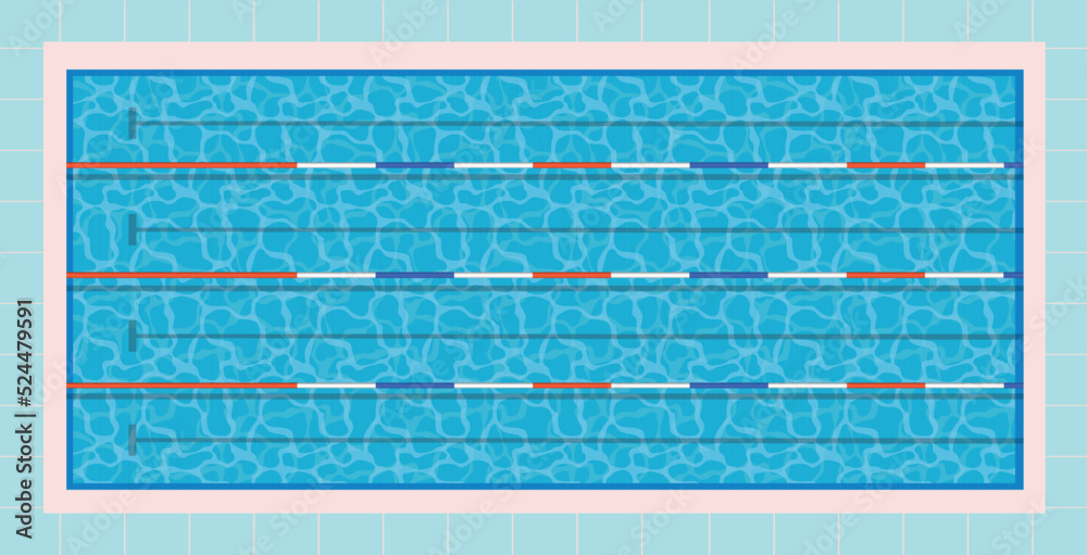 Swimming pool top view. Olympic pool swimming. Paths dip pool top view ...