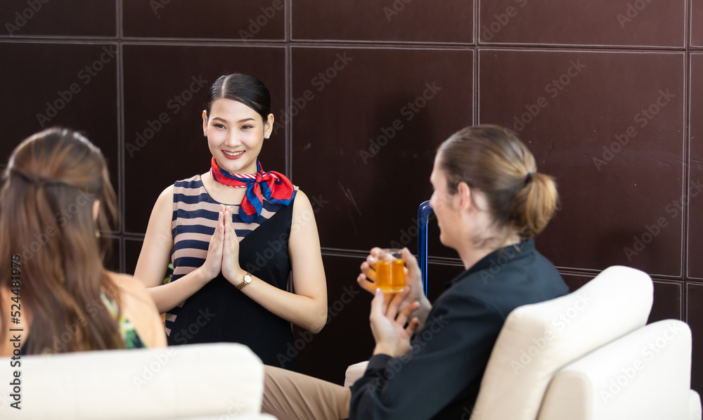 Foto de beautiful young asian woman receptionists working at a ...