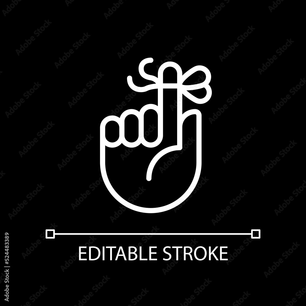 Knot on finger for memory pixel perfect white linear icon for dark ...