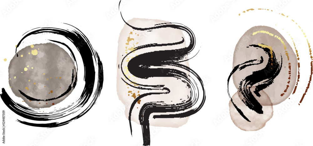 grey fluid blob, neutral liquid stain and pastel geometric form. Set of ...