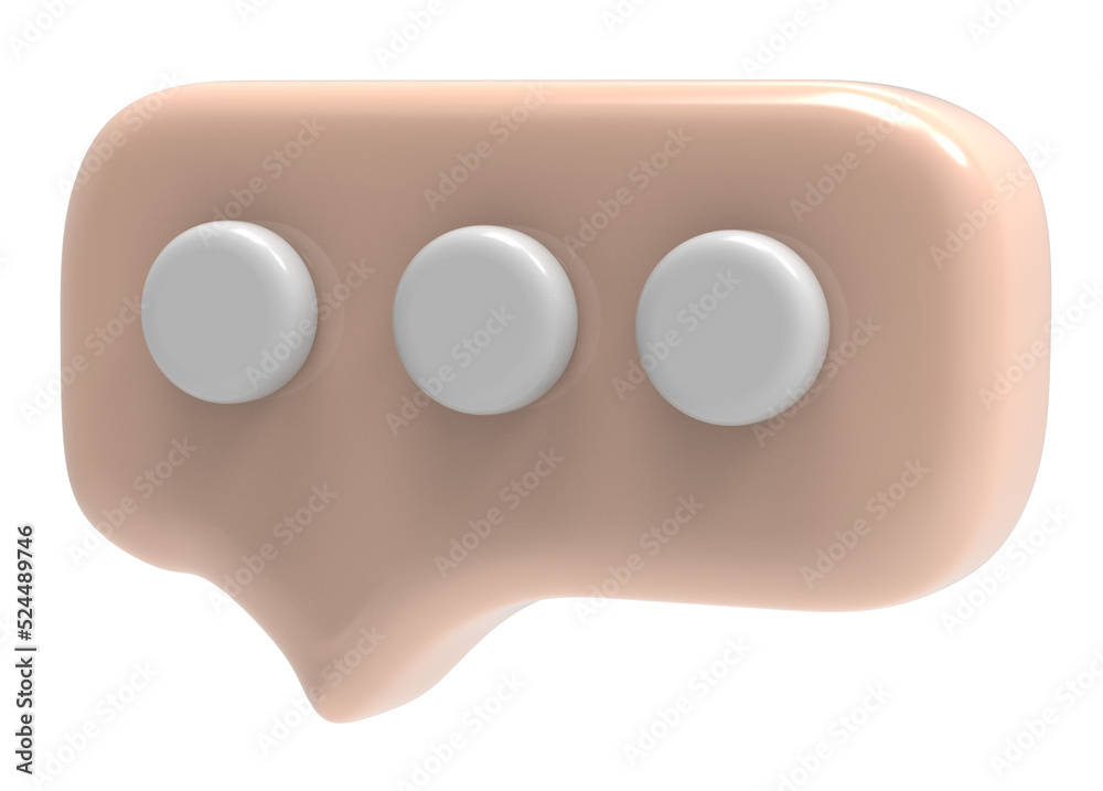 Comment side view 3d icon rendering transparent background free ...