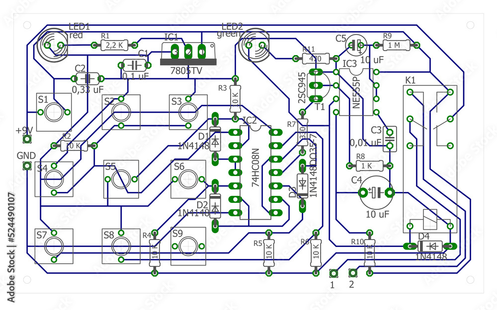 Electronic circuit board schema, Homemade electronic code castle ...