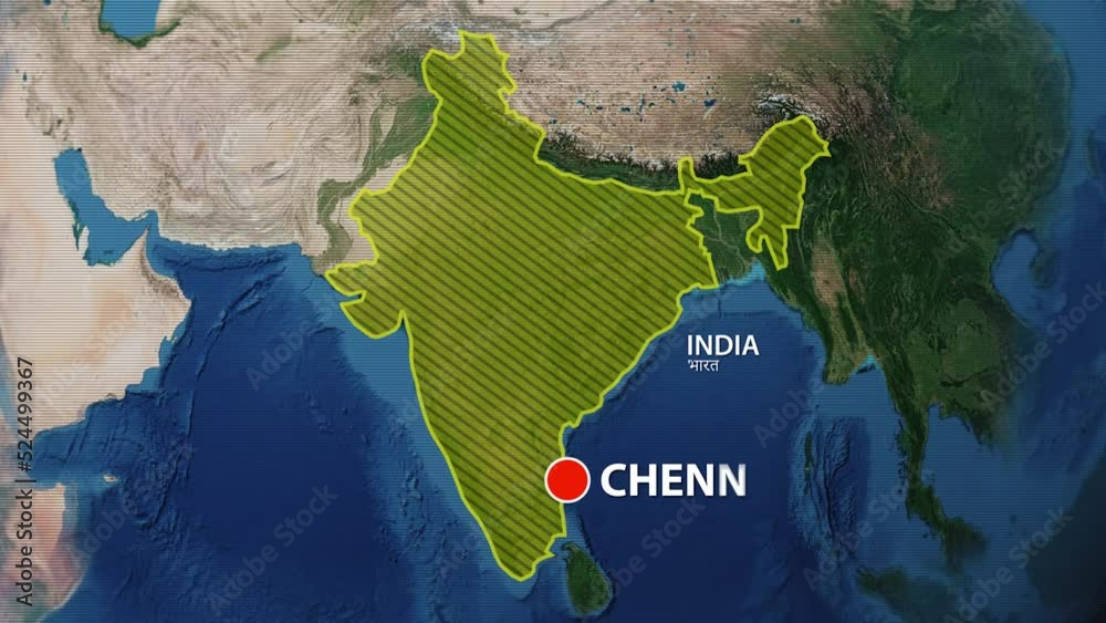 Vídeo do Stock: Designation of the borders of India on the map and the ...