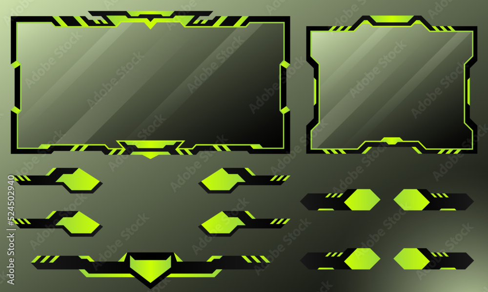 Gaming interface live video streaming overlay, futuristic webcam border ...
