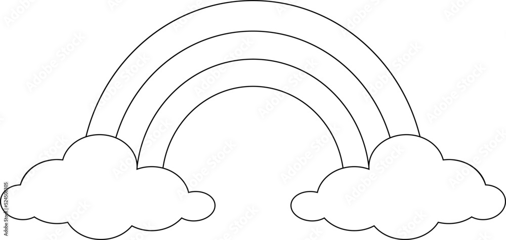 Rainbow between two clouds is symmetrical, weather phenomenon - vector ...