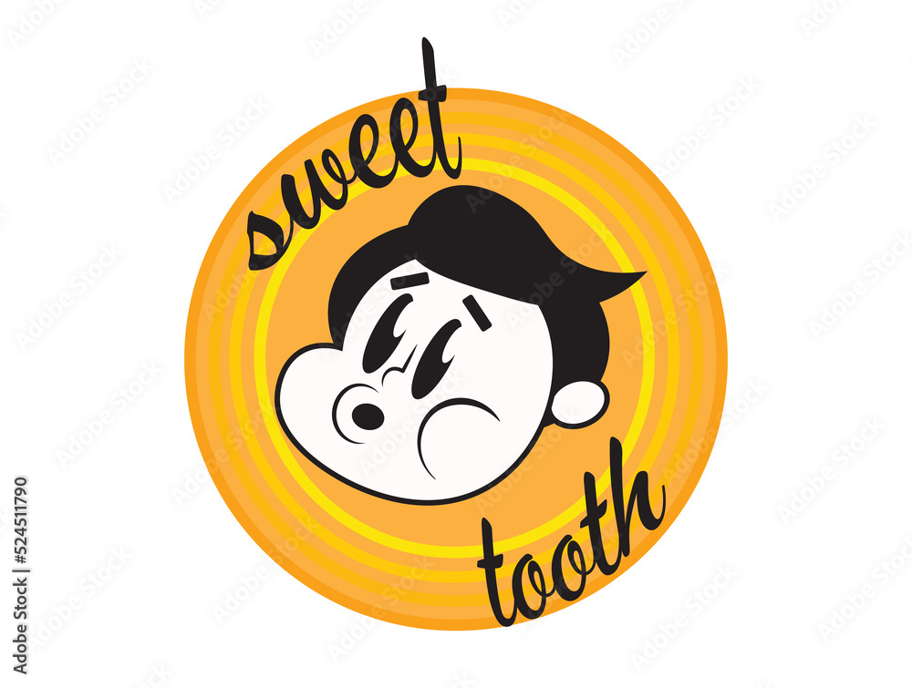 Vintage cartoon mascot of a whistling boy, sweet tooth, 1940's style ...