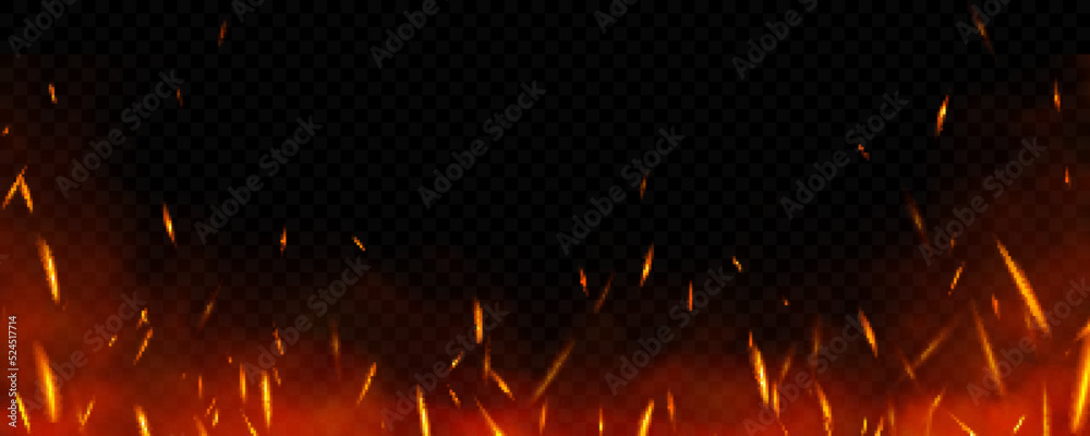Vecteur Stock Realistic fire sparks on transparent background. Vector ...