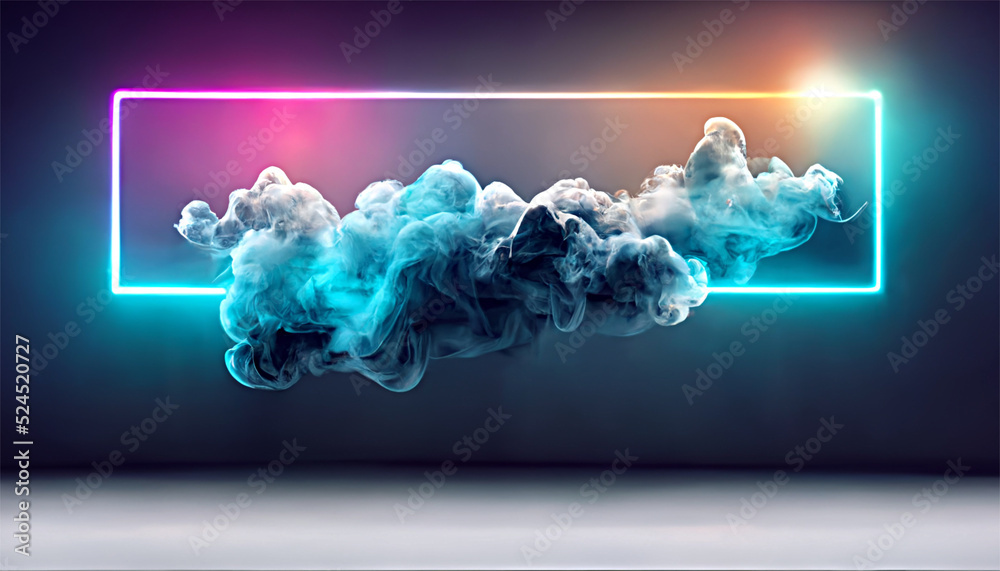 Neon window with clouds and dark background Stock Illustration | Adobe ...