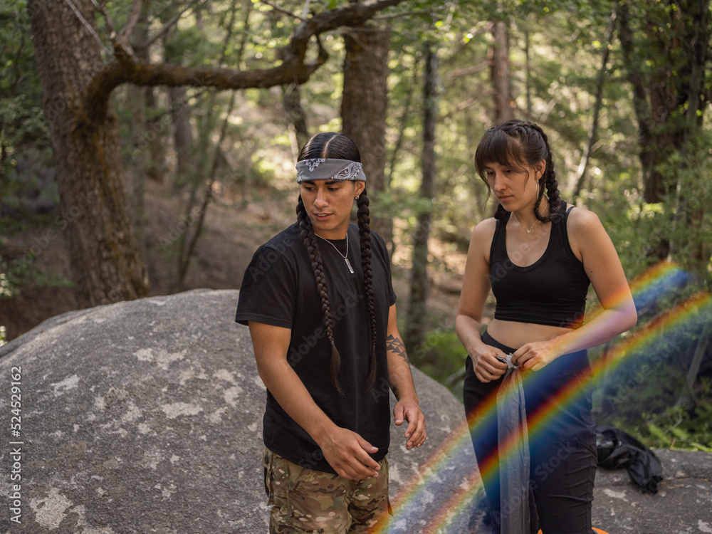 Indigenous man and woman in nature Stock Photo | Adobe Stock