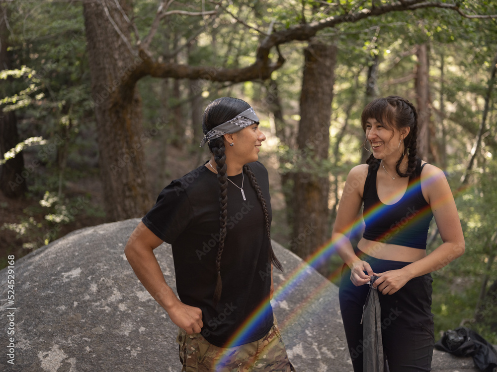 Indigenous man and woman in nature Stock Photo | Adobe Stock