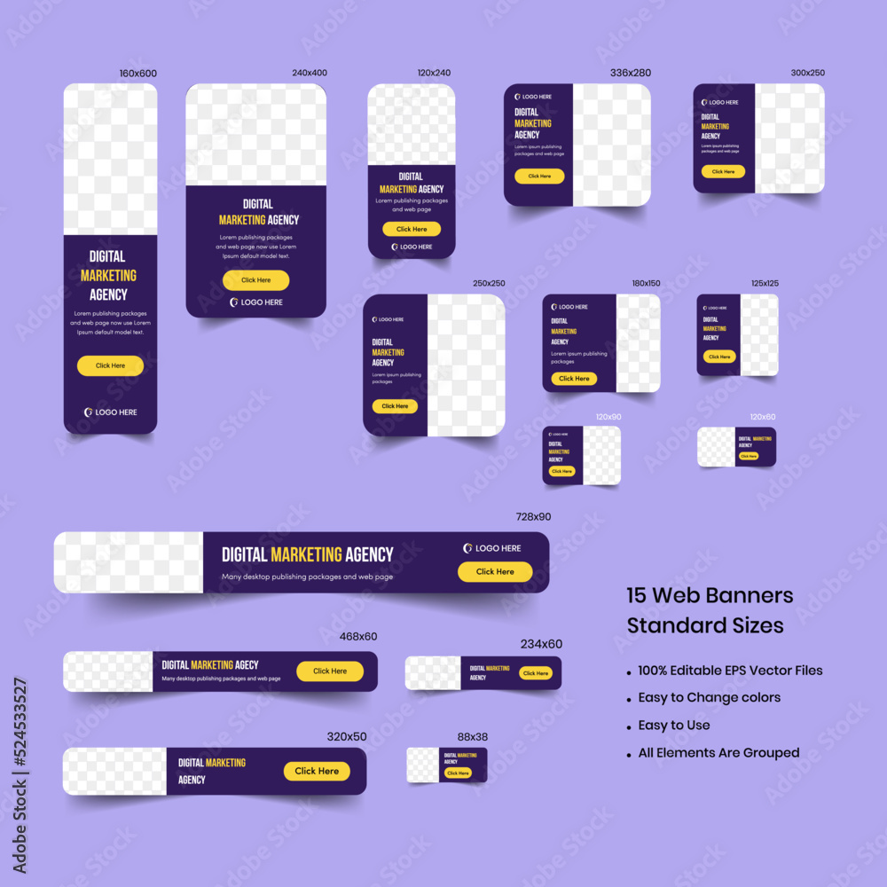 Digital Marketing agency web banner template, Web set banner template ...