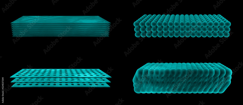 3D nanolayers illustration, structural color, electron microscope Stock ...