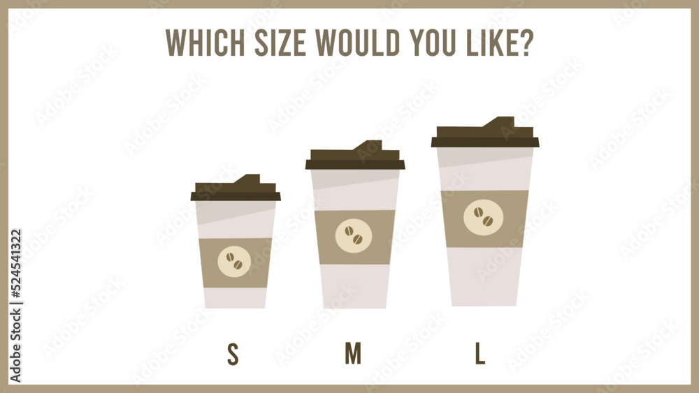 Coffee cup size (S, M,L) VECTOR ILLUSTRATION Stock Vector | Adobe Stock