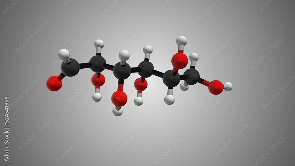 Glucose molecule chemical structure. Sugar molecule in 3D Stock ...