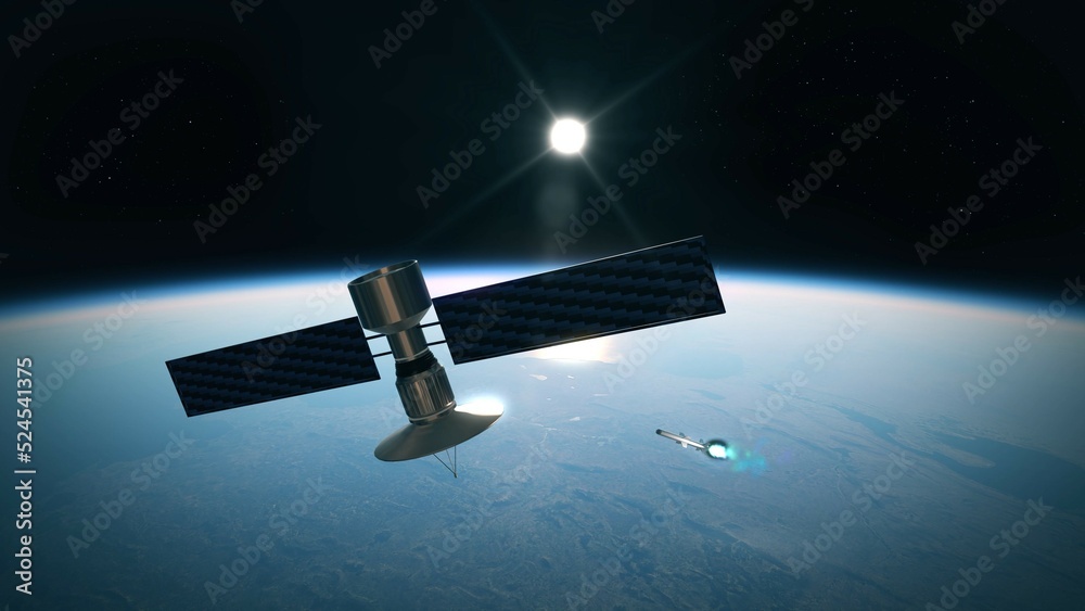 Shooting down a satellite in orbit with a missile: A missile heads ...