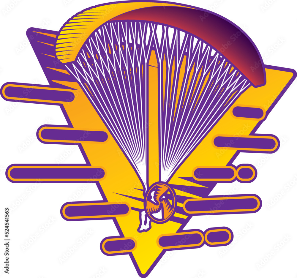 Vetor de Paramotor community with triangular symbol in the wind dynamic ...