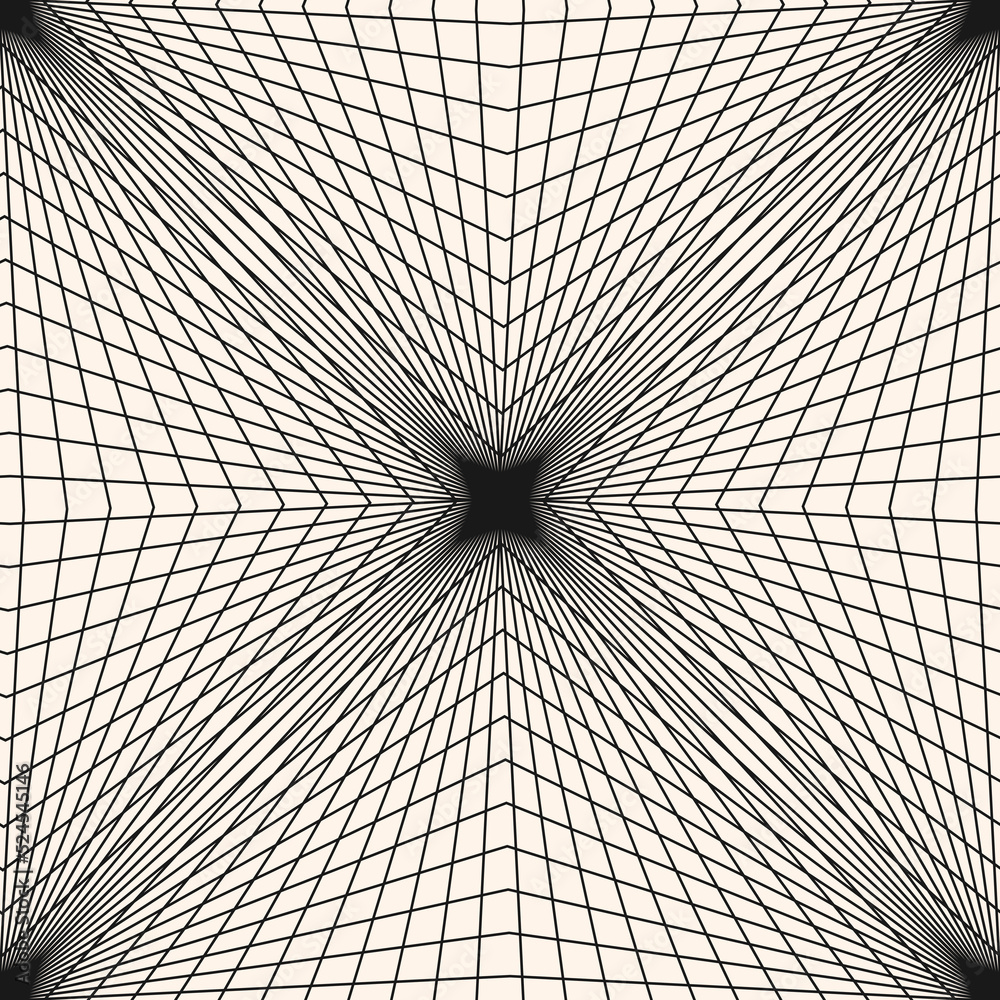 Vector geometric line pattern. Abstract seamless texture with thin broken lines in distorted ...