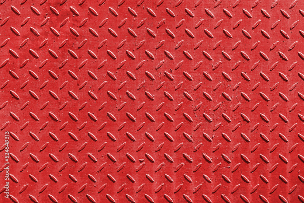 Pattern of old metal diamond plate. Red metal surface with diamond ...