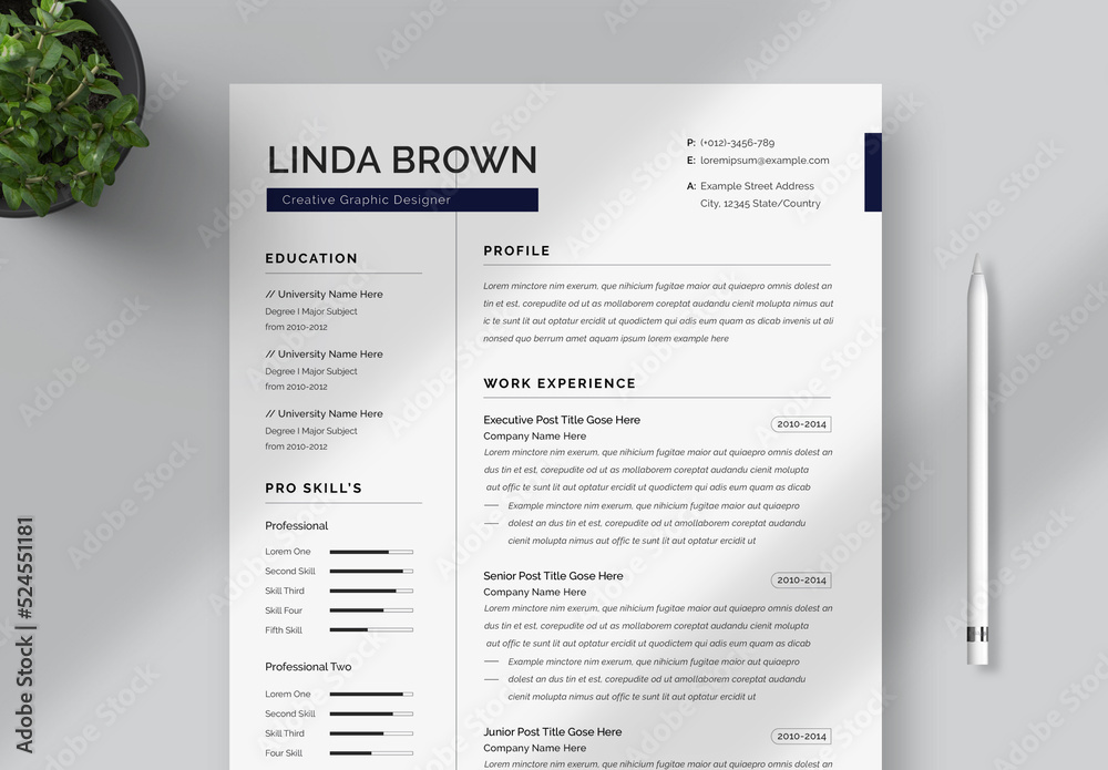 Resume Layout with Cover Letter Stock Template | Adobe Stock