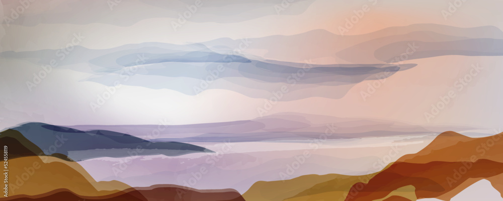 Autumn view, picturesque abstract landscape. Mountain Lake.Minimal ...