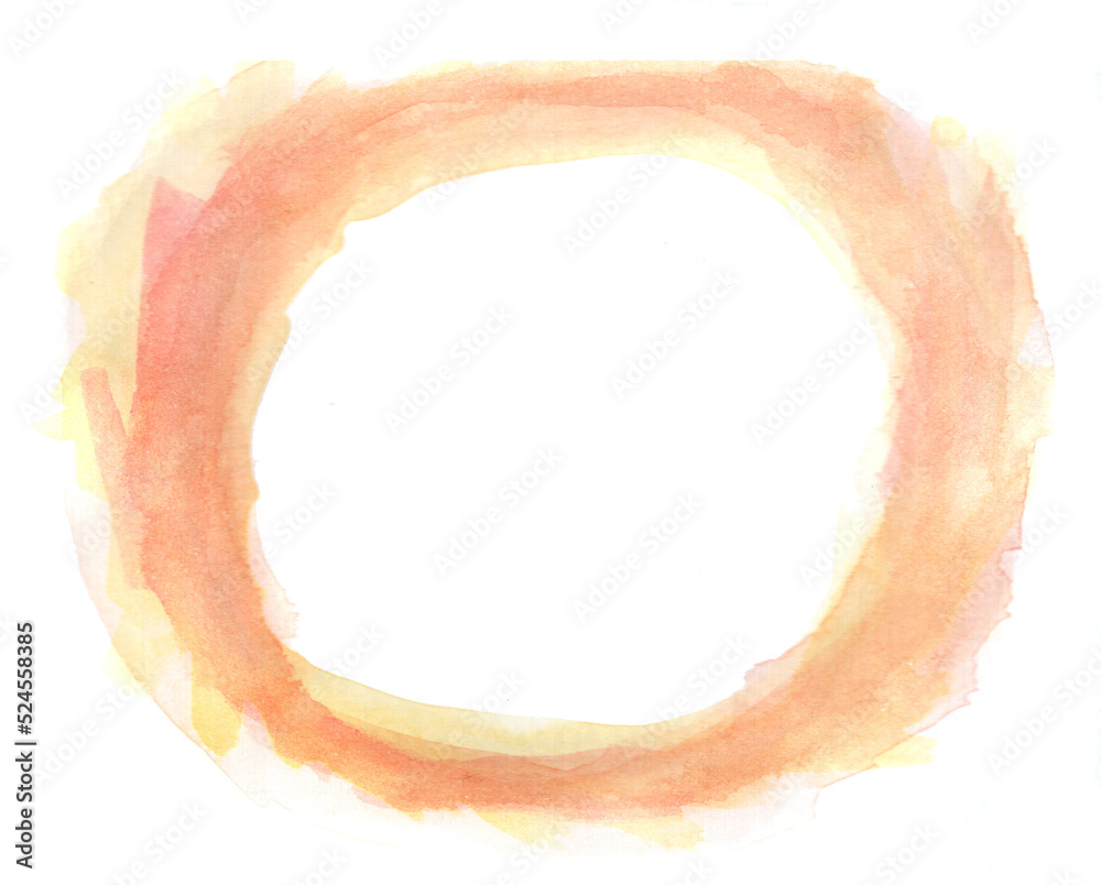 Orange watercolor frame, border, art decoration, sketch. Illustration ...