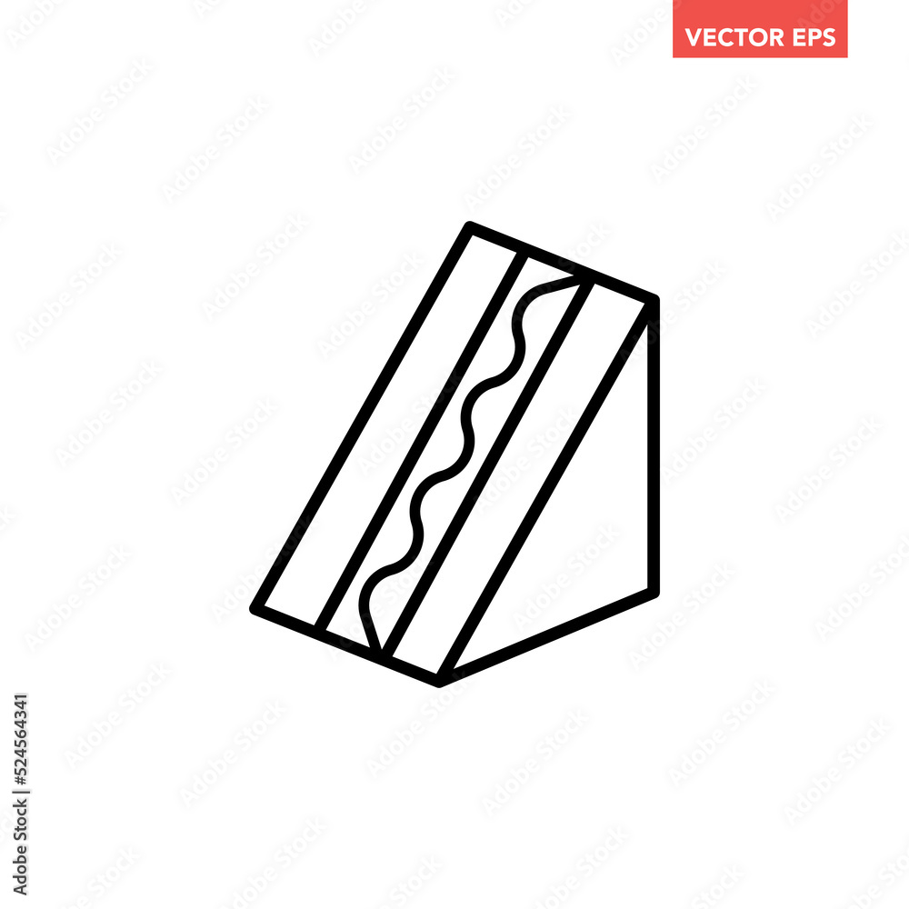 Black single triangle sandwich line icon, simple outline fresh tasty ...