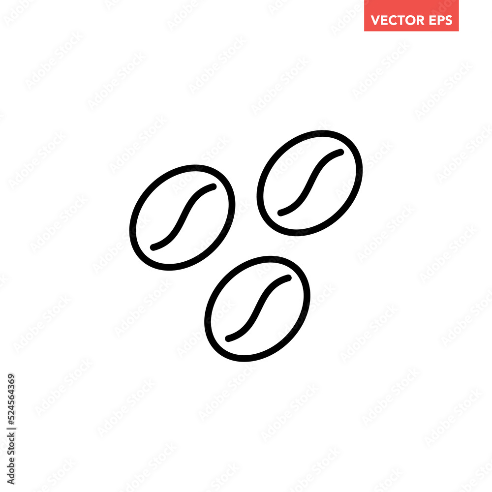 Black single coffee beans collection line icon, simple outline caffeine ...
