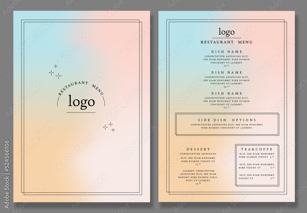 Menu with Soft Gradients Stock Template | Adobe Stock