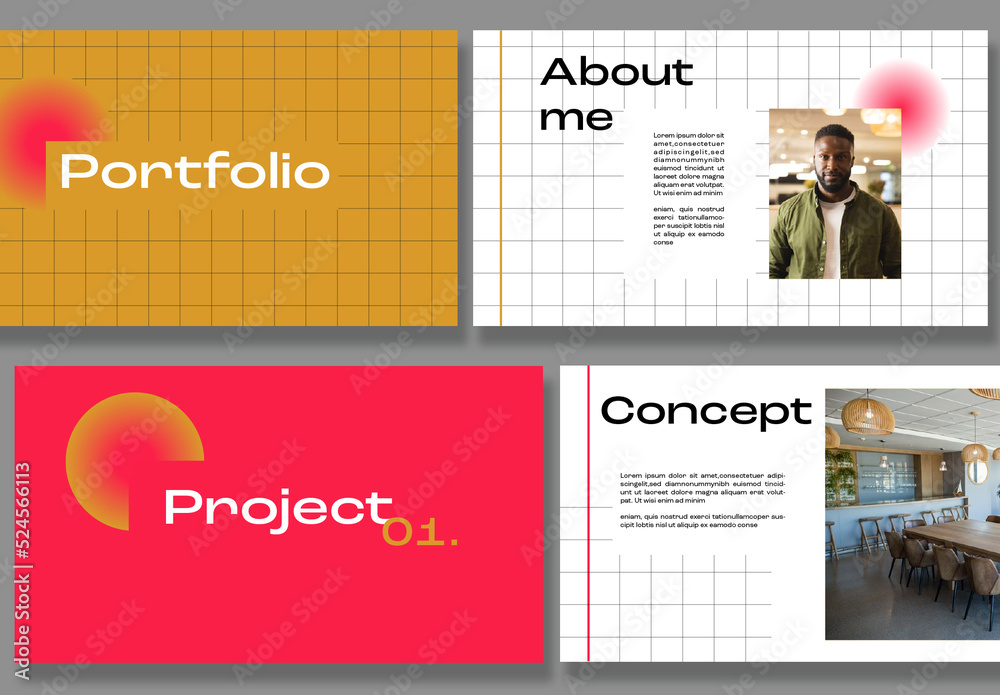 Red and Mustard Portfolio Stock Template | Adobe Stock