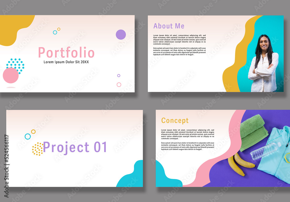 Portfolio with Abstract Shapes Stock Template | Adobe Stock