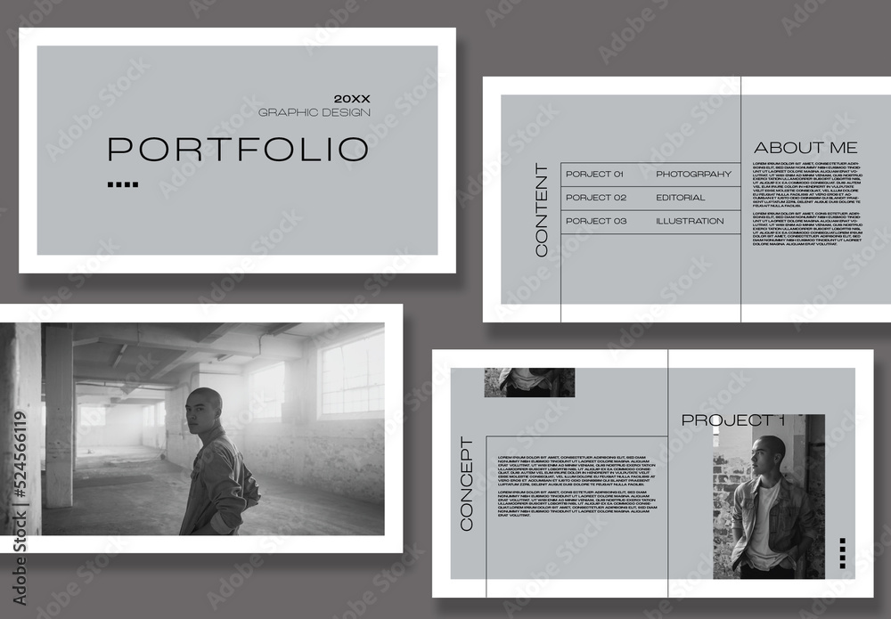 Grey Portfolio Stock Template | Adobe Stock