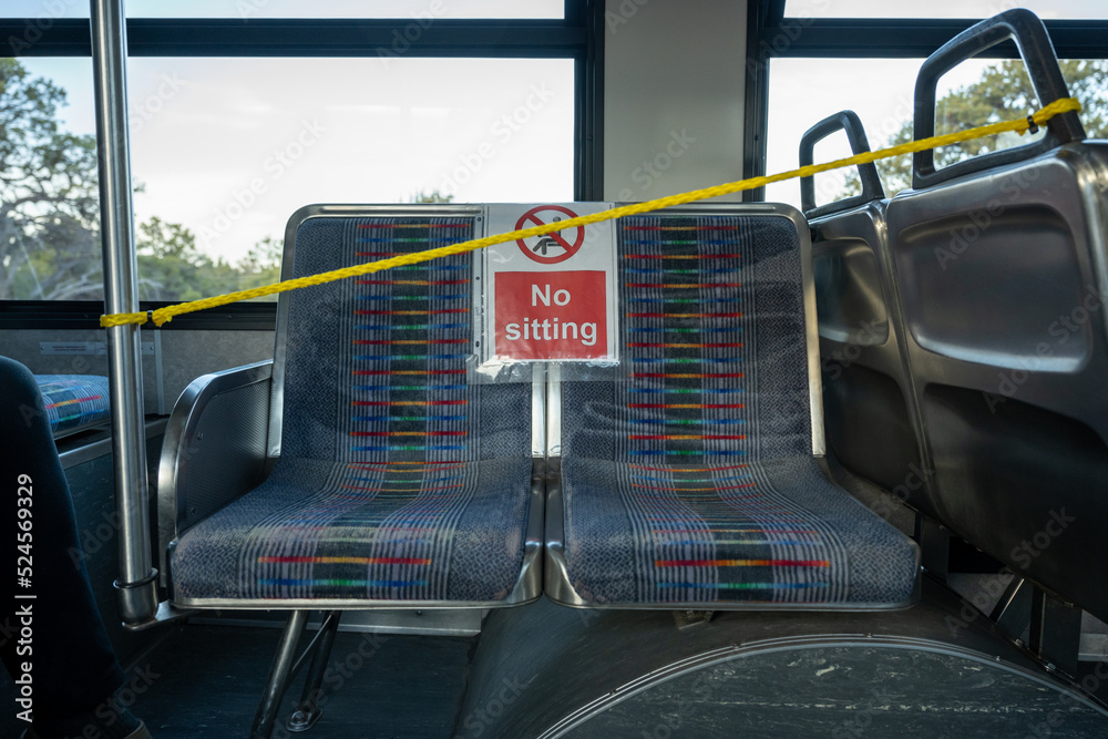 Roped Off Seats Marked With No Sitting Sign Stock-Foto | Adobe Stock